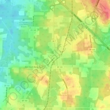 Topografische Karte North Lima, Höhe, Relief