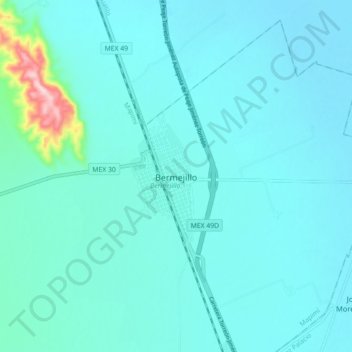 Topografische Karte Bermejillo, Höhe, Relief