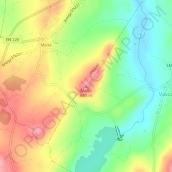 Topografische Karte Malta, Höhe, Relief