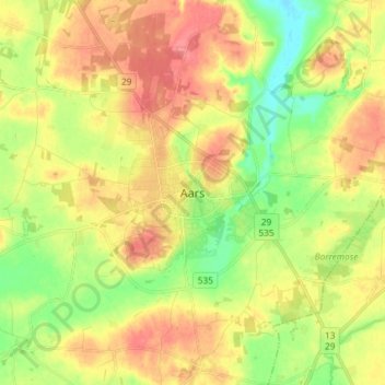 Topografische Karte Aars, Höhe, Relief