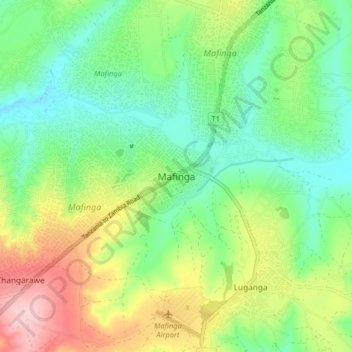 Topografische Karte Mafinga, Höhe, Relief
