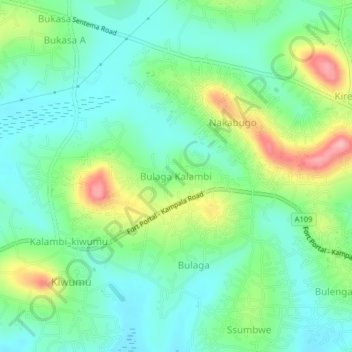 Topografische Karte Bulaga Kalambi, Höhe, Relief