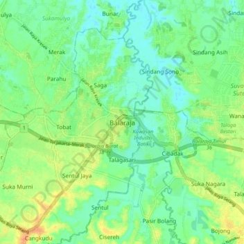 Topografische Karte Balaraja, Höhe, Relief