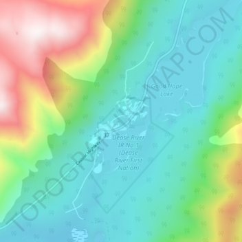 Topografische Karte Good Hope Lake, Höhe, Relief