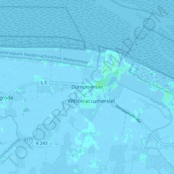 Topografische Karte Dornumersiel, Höhe, Relief