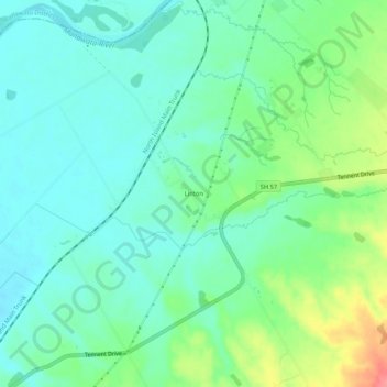 Topografische Karte Linton, Höhe, Relief