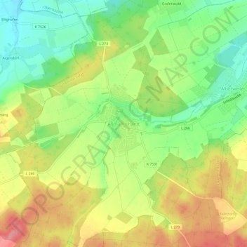 Topografische Karte Aßmannshardt, Höhe, Relief