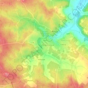 Topografische Karte Darau, Höhe, Relief