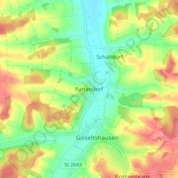 Topografische Karte Pattendorf, Höhe, Relief