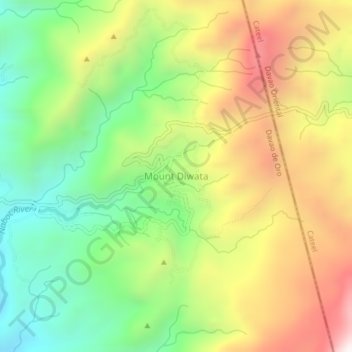 Topografische Karte Mount Diwata, Höhe, Relief