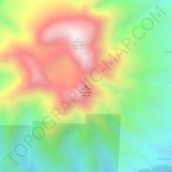 Topografische Karte Mount Cabalian, Höhe, Relief