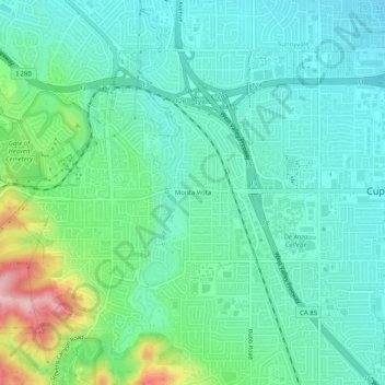 Topografische Karte Monta Vista, Höhe, Relief