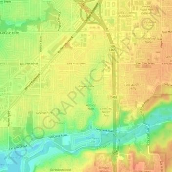 Topografische Karte Avalon Hills, Höhe, Relief