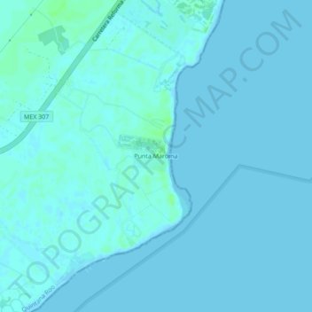 Topografische Karte Punta Maroma, Höhe, Relief