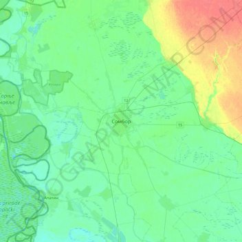 Topografische Karte Sombor, Höhe, Relief