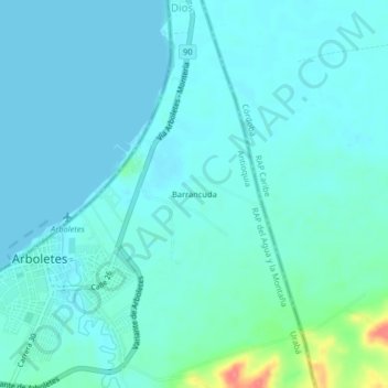 Topografische Karte Barrancuda, Höhe, Relief