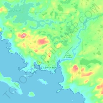 Topografische Karte Inukjuak (village), Höhe, Relief