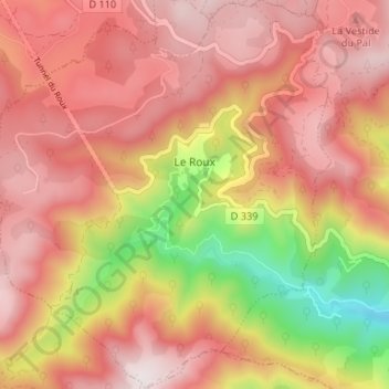 Topografische Karte Le Roux, Höhe, Relief