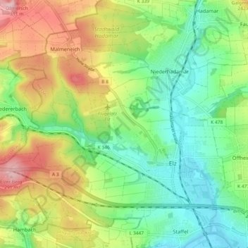 Topografische Karte 65604, Höhe, Relief
