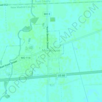 Topografische Karte Morehouse, Höhe, Relief