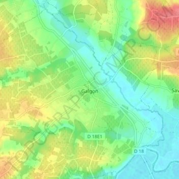 Topografische Karte Galgon, Höhe, Relief