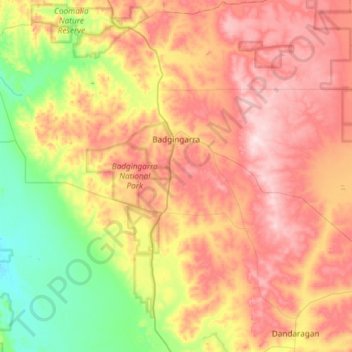 Topografische Karte Badgingarra, Höhe, Relief