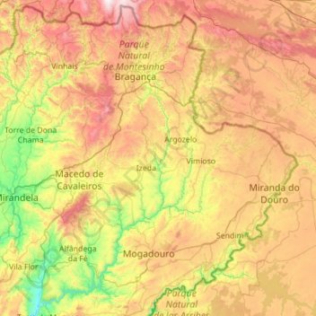 Topografische Karte Rio Sabor, Höhe, Relief