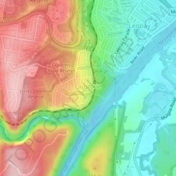 Topografische Karte Lapstone, Höhe, Relief