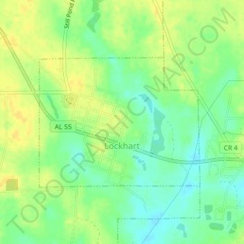 Topografische Karte Lockhart, Höhe, Relief