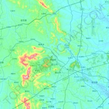 Topografische Karte Shaoshan, Höhe, Relief