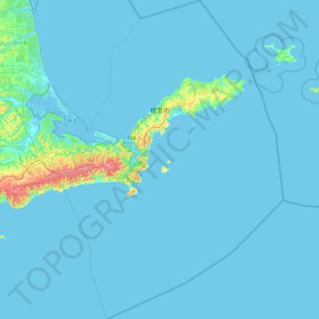 Topografische Karte 根室市, Höhe, Relief