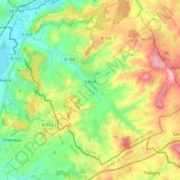 Topografische Karte Ceton, Höhe, Relief