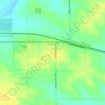 Topografische Karte Clarence, Höhe, Relief