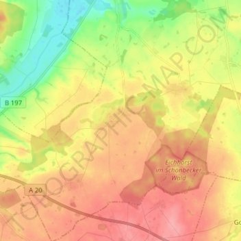 Topografische Karte Eichhorst, Höhe, Relief