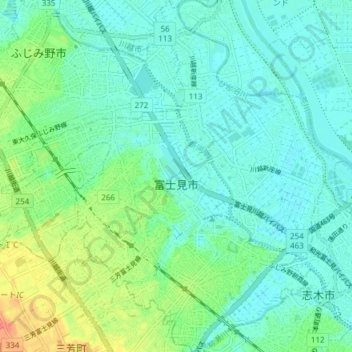 Topografische Karte Fujimi, Höhe, Relief