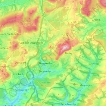 Topografische Karte 66636, Höhe, Relief