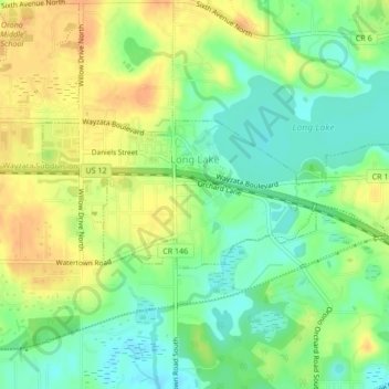 Topografische Karte Long Lake, Höhe, Relief