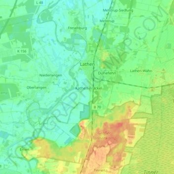 Topografische Karte Lathen, Höhe, Relief