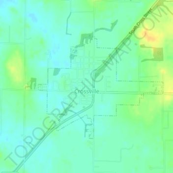 Topografische Karte Crossville, Höhe, Relief