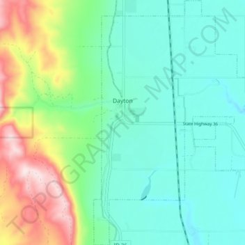 Topografische Karte Dayton, Höhe, Relief