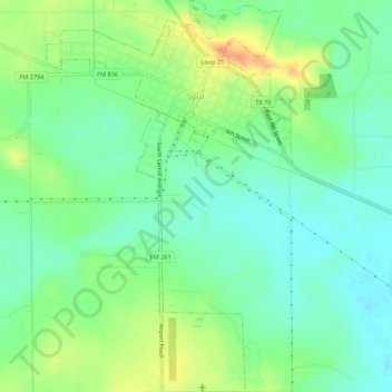 Topografische Karte Spur, Höhe, Relief