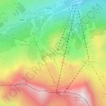 Topografische Karte Liech de Chel Vesco, Höhe, Relief