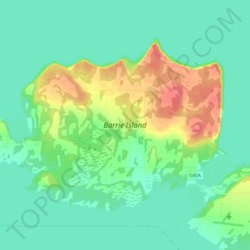 Topografische Karte Barrie Island, Höhe, Relief