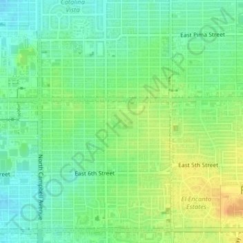 Topografische Karte Himmel Park, Höhe, Relief