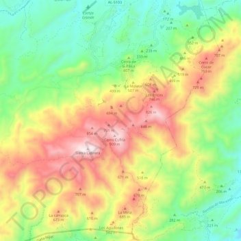 Topografische Karte Sierra Cabrera, Höhe, Relief