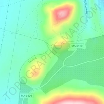 Topografische Karte Sierra de la Camorra, Höhe, Relief