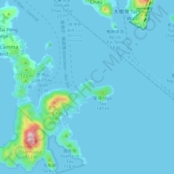 Topografische Karte Lamma Island, Höhe, Relief